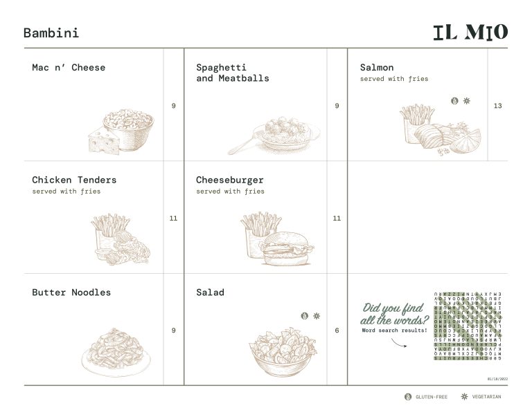 Menu • IL Mio Italian Restaurant