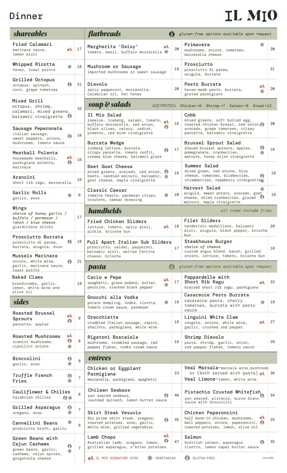 Menu • IL Mio Italian Restaurant