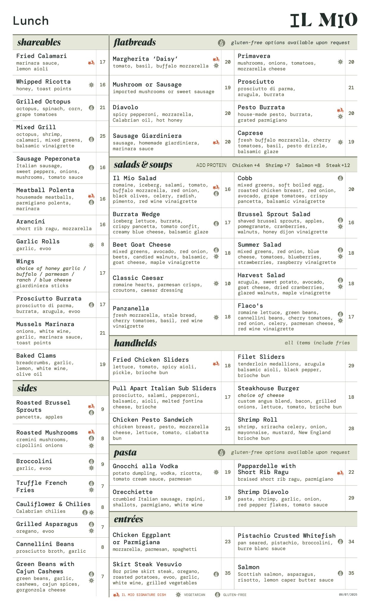 Menu • IL Mio Italian Restaurant