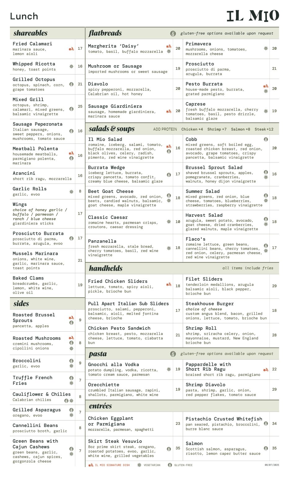 Menu • IL Mio Italian Restaurant