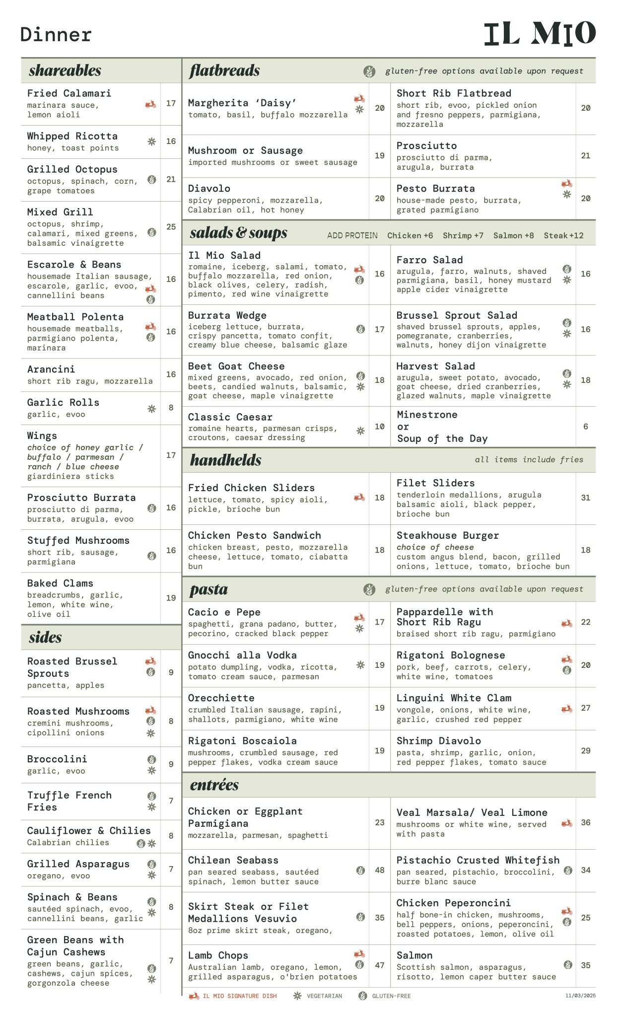 Menu • IL Mio Italian Restaurant